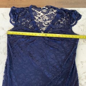 MoDa New York | Dresses | Stretchy Beautiful Dress Navy Blue Lace Body ...